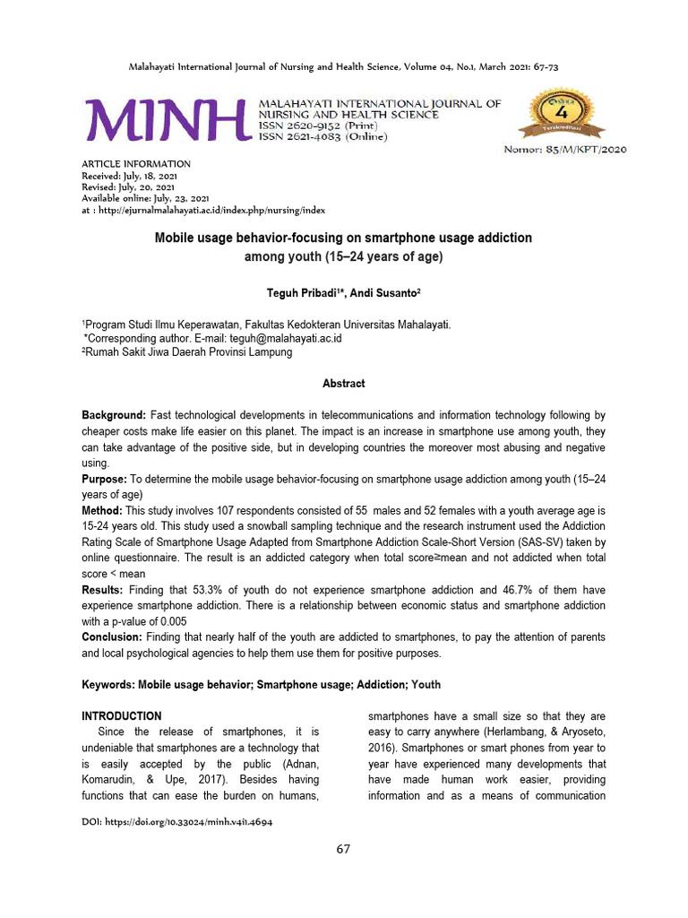 Mobile Usage Behavior Focusing On Smartp | PDF | Psychology