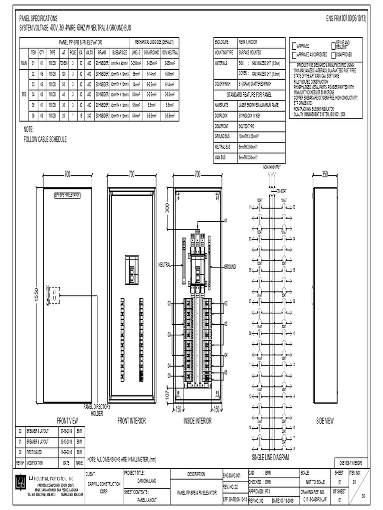 03 - PANEL PP-SPB & FM ELEVATOR-PANEL LAYOUT | PDF | Electricity | Electrical Engineering