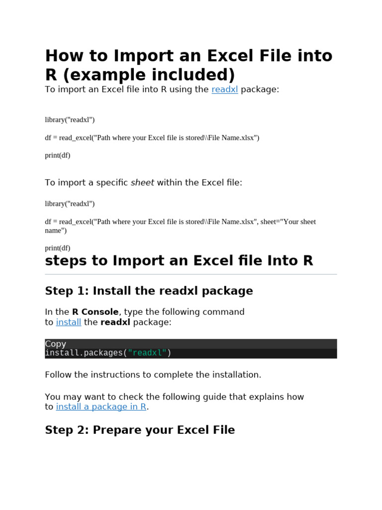 How To Import An Excel File Into R | PDF | Microsoft Excel | Software