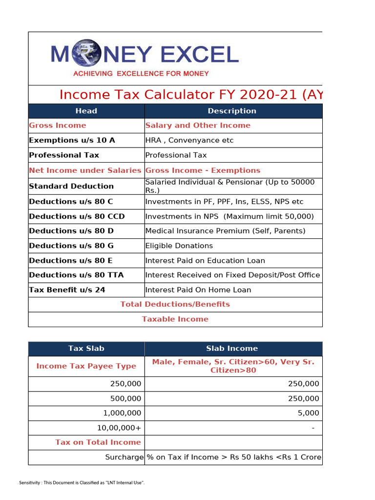 Income Tax Calculator FY 2023 2024 | PDF | Tax Deduction | Income Tax
