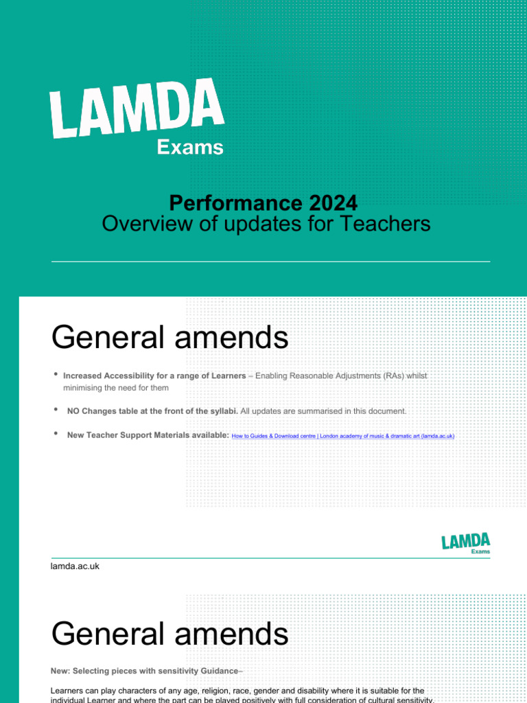 LAMDA Exams Key Changes Performance 2024 Teacher | PDF | Learning ...