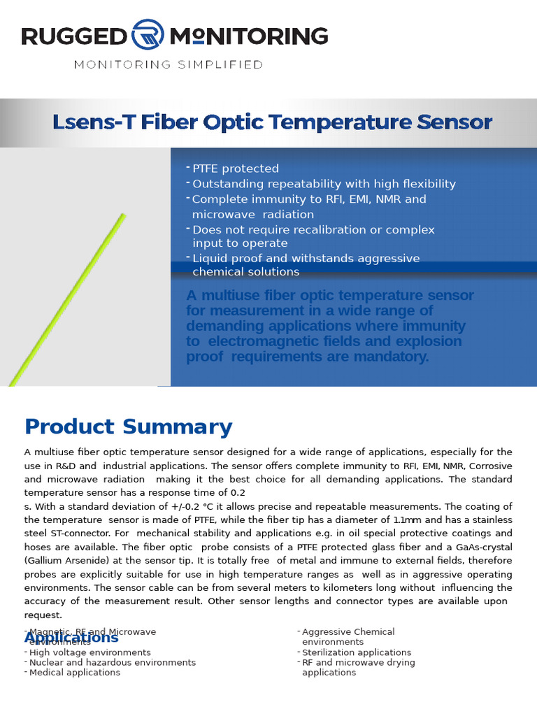 Multiuse Fiber Optic Temperature Sensor - LSENS-T - Rugged Monitoring ...