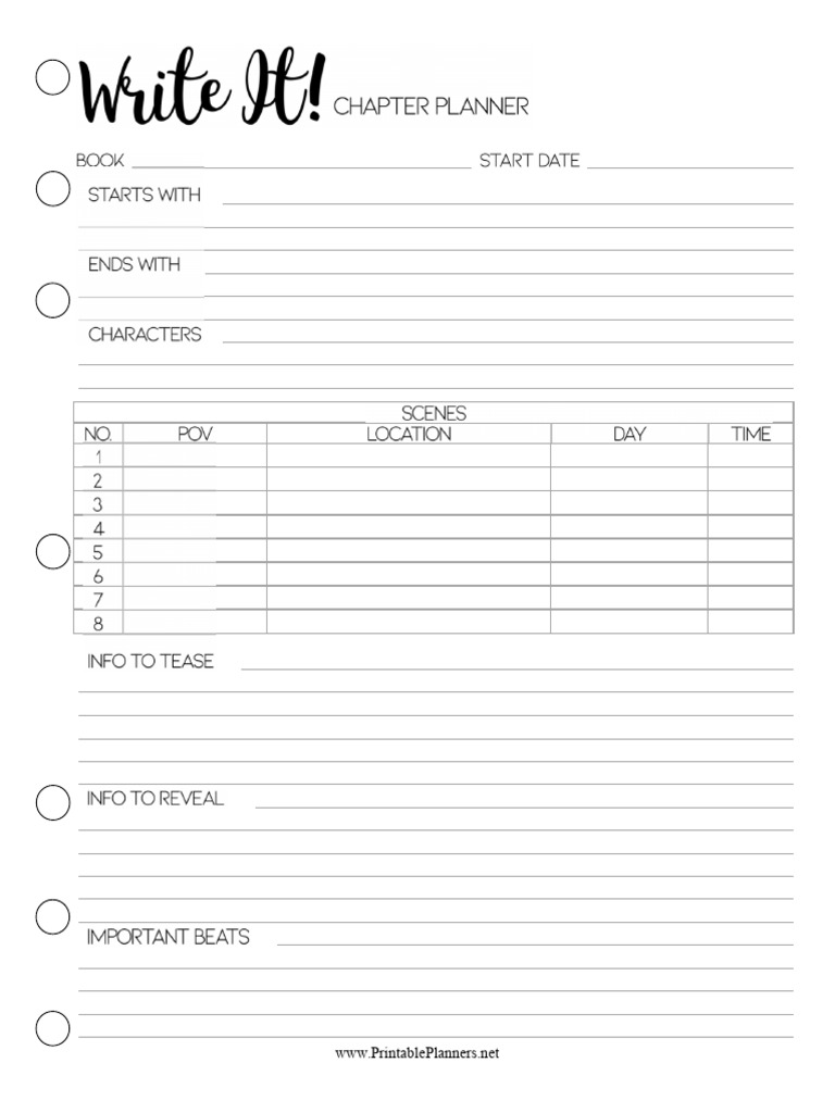 Write It Chapter Planner | PDF