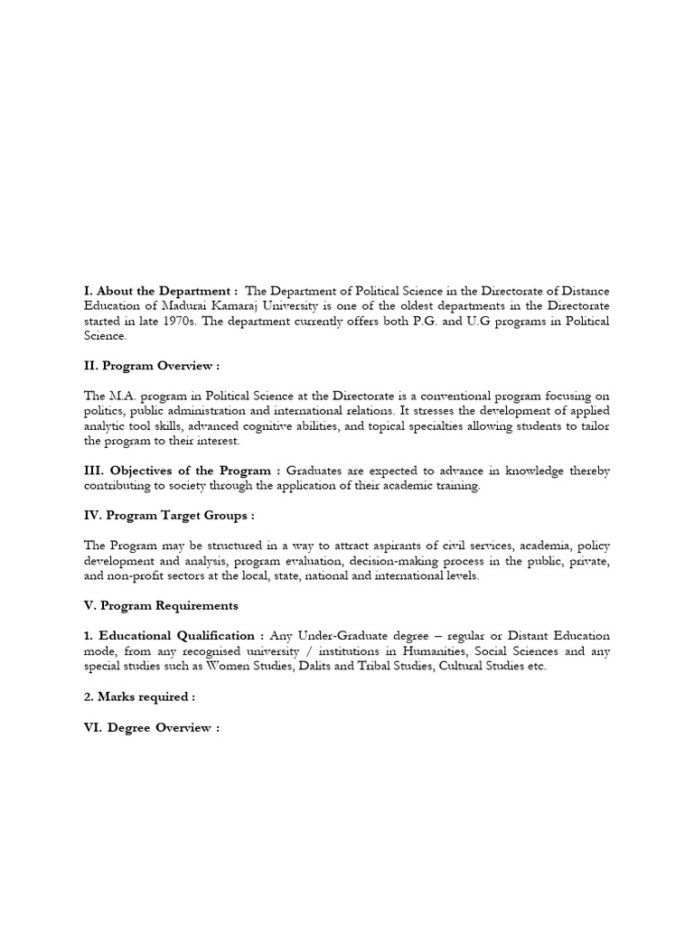M.A. Political Science Syllabus 2019-20 | PDF | Statistics