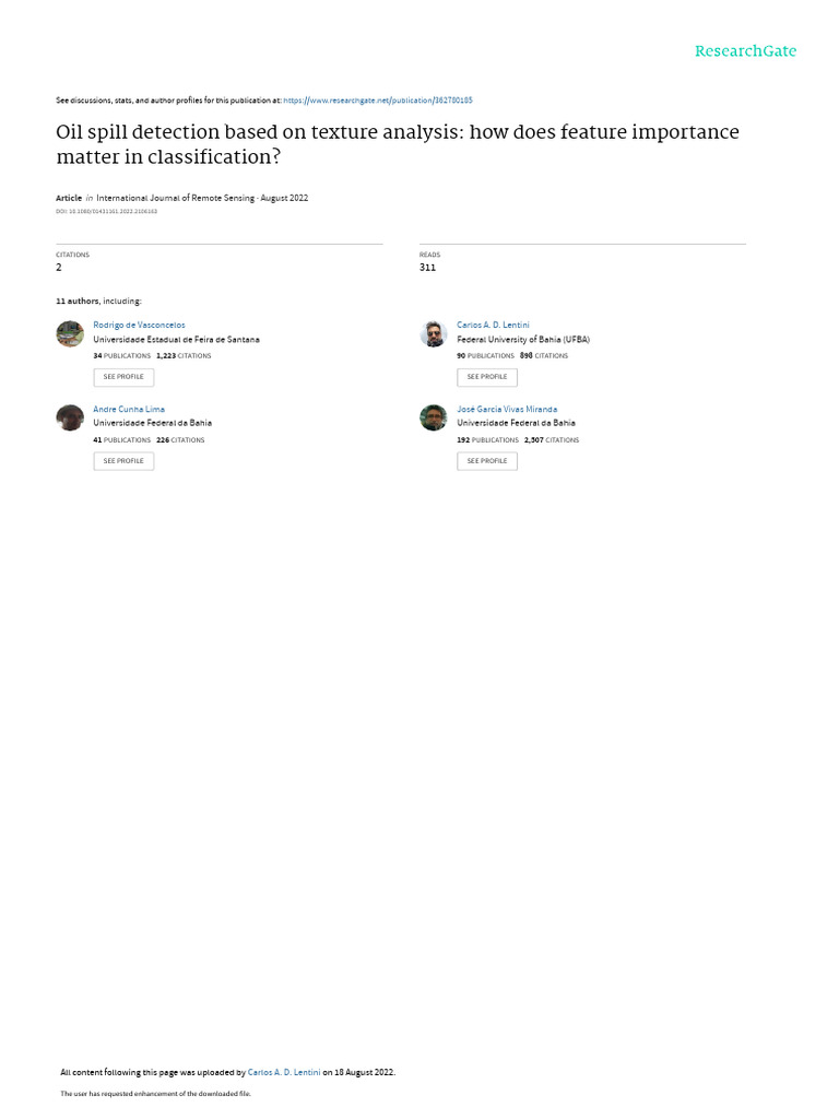 Oil Spill Detection Based On Texture Analysis: How Does Feature Importance Matter in ...
