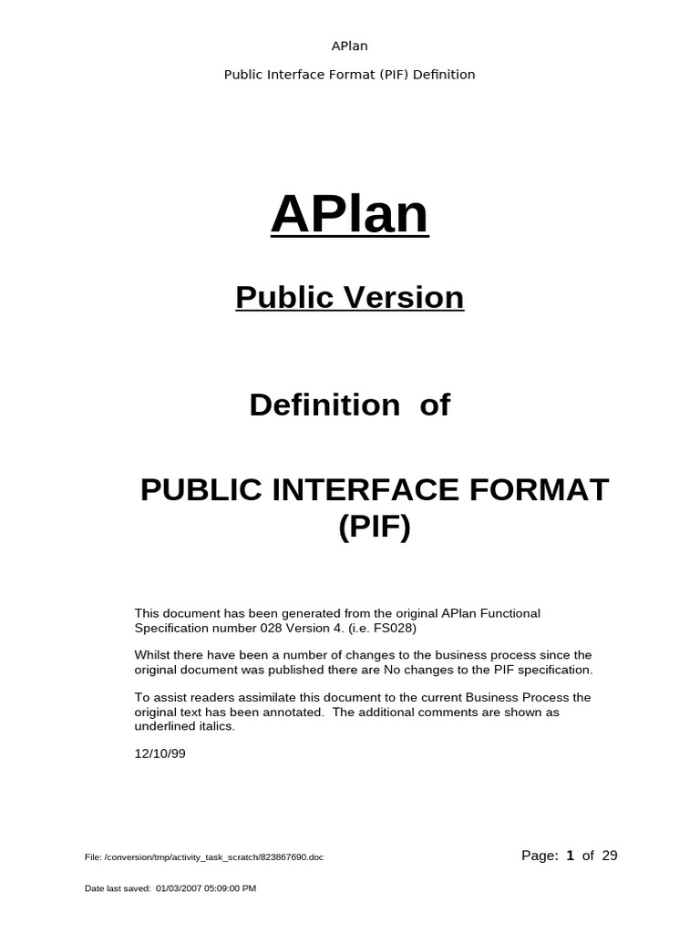 Public Interface Format Definition | PDF | Identifier | Specification ...