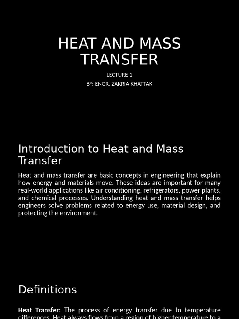 Hmt Lecture 1 Pdf Heat Transfer Thermal Conduction