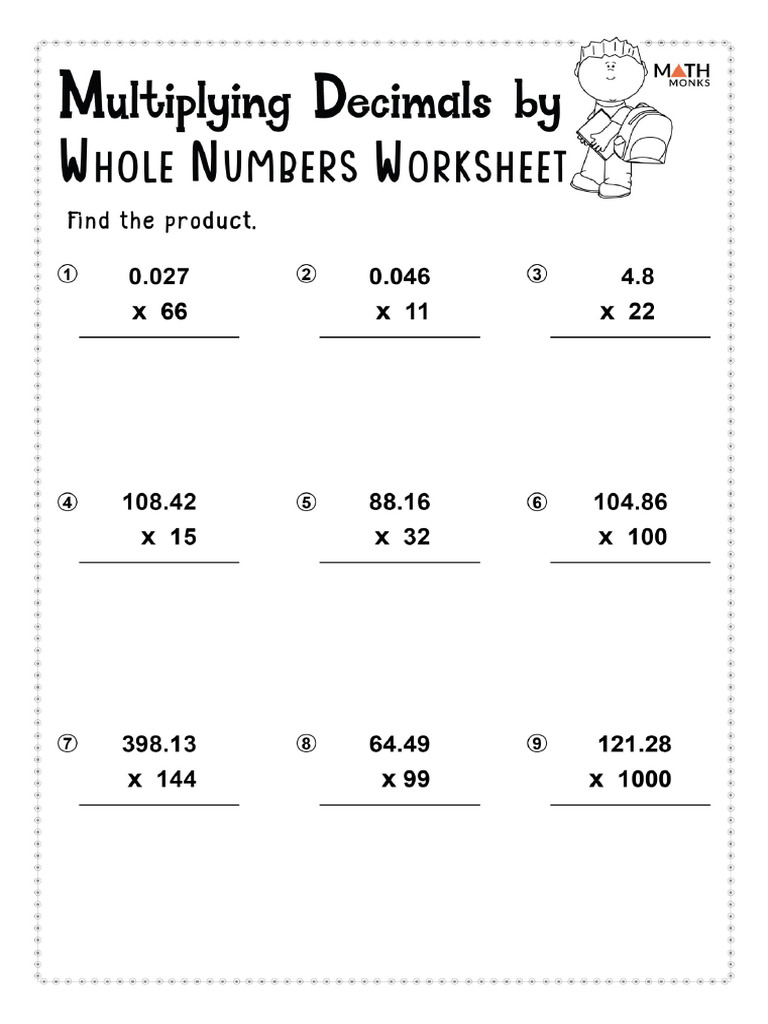 Multiplying Decimals by Whole Number | PDF