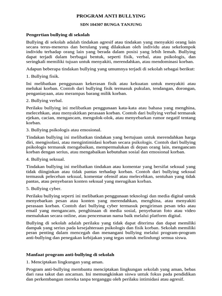 Program Anti Bullying | PDF