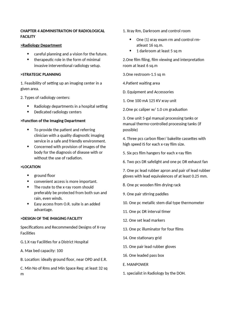 Administration of Radiological Facility | PDF | Radiography | Radiology