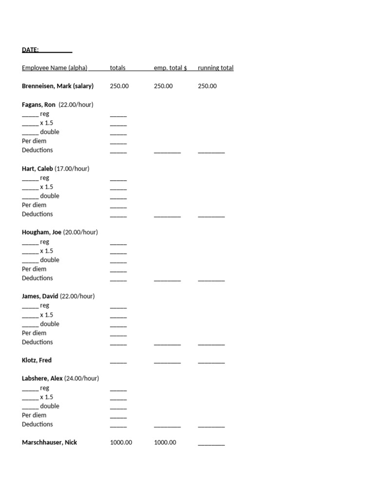 Pay Sheet Blank for Nick | PDF | Expense | Employment Compensation