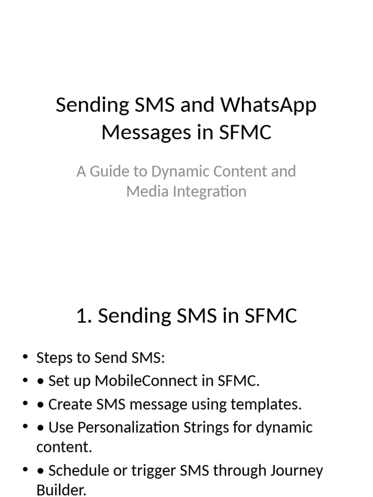 Sending SMS WhatsApp SFMC Guide Updated | PDF
