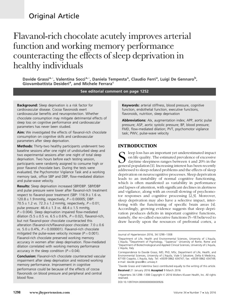 Flavanol Rich Chocolate Acutely Improves Arterial.11-2 | PDF | Dementia ...
