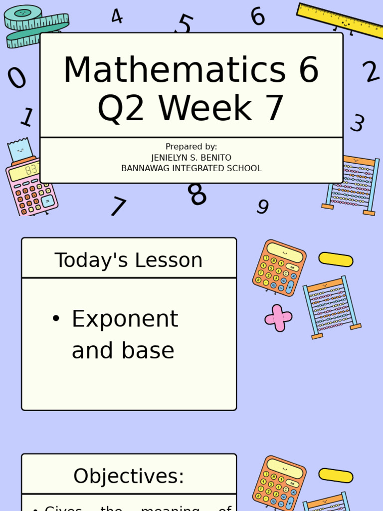 MATH 6 Q2 WEEK 7 | PDF | Exponentiation | Mathematical Objects
