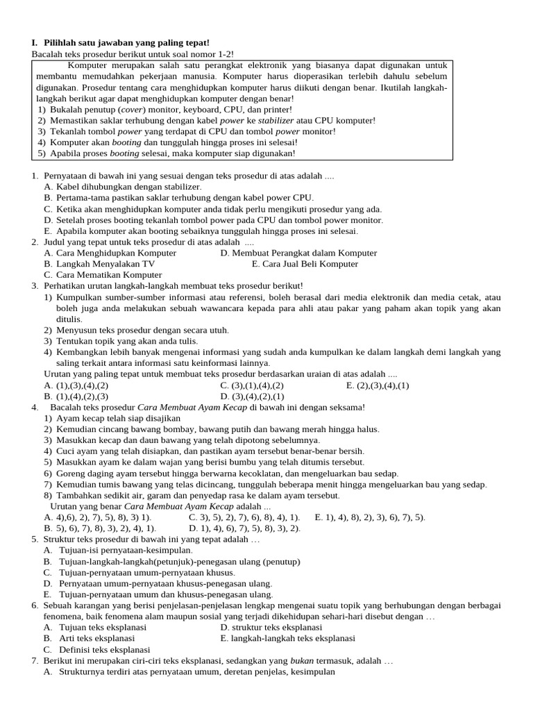 Soal Asas Bindo Xi Smstr1 2024 | PDF