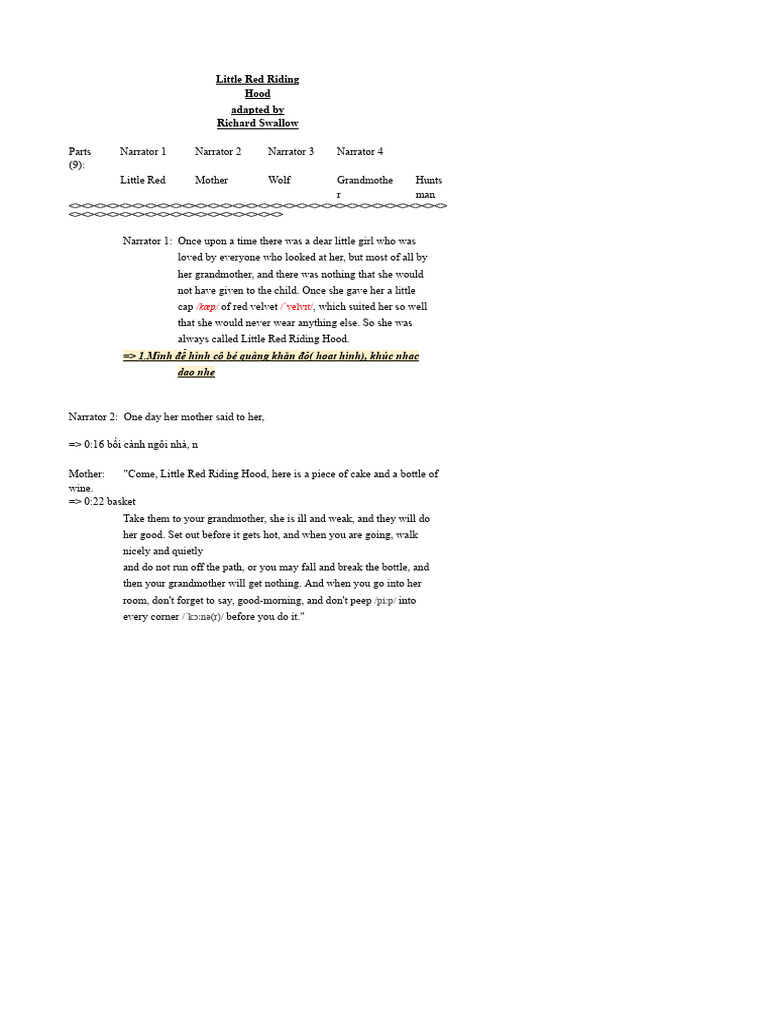 Little Red Riding Hood Play Script | PDF | Little Red Riding Hood