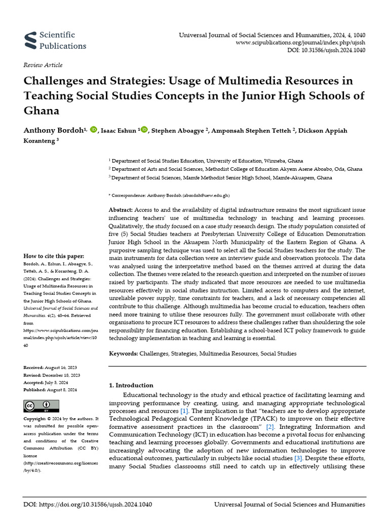 USAGE OF MULTIMEDIA RESOURCES IN SOCIAL STUDIES CONCEPTS | PDF ... USAGE OF MULTIMEDIA RESOURCES IN SOCIAL STUDIES CONCEPTS | PDF ...