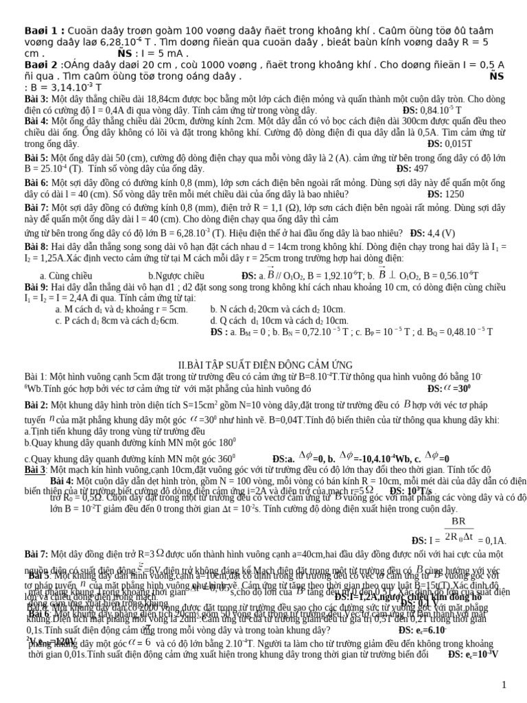 BÀI ÔN TẬP VẬT LI 11 HkII | PDF