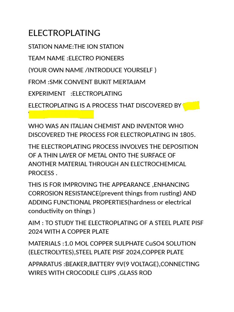 ELECTROPLATING SCRIPT | PDF | Materials | Materials Science