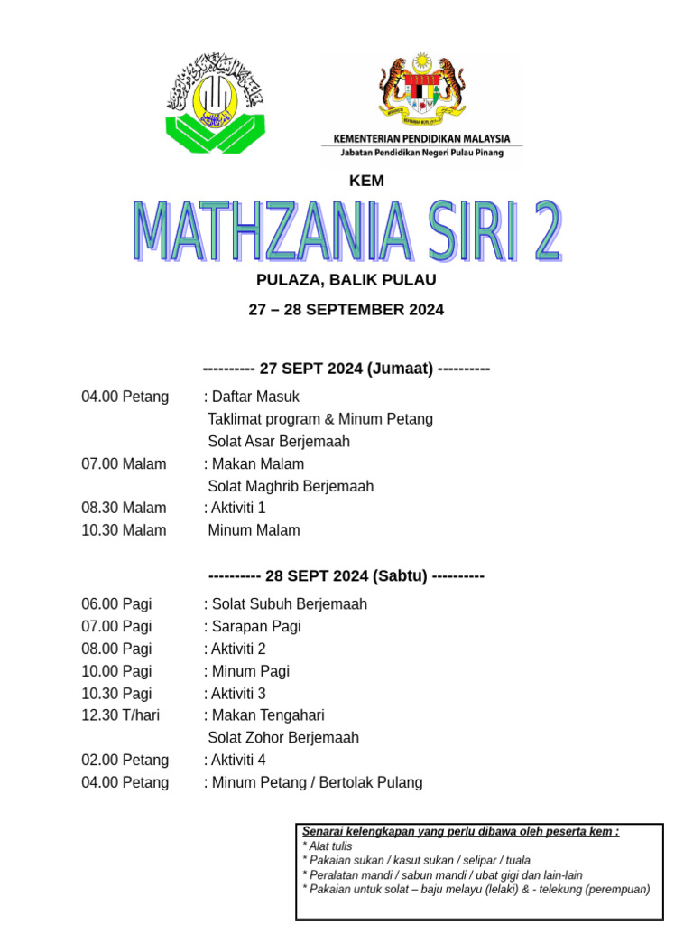 Tentatif Program Math 2 | PDF
