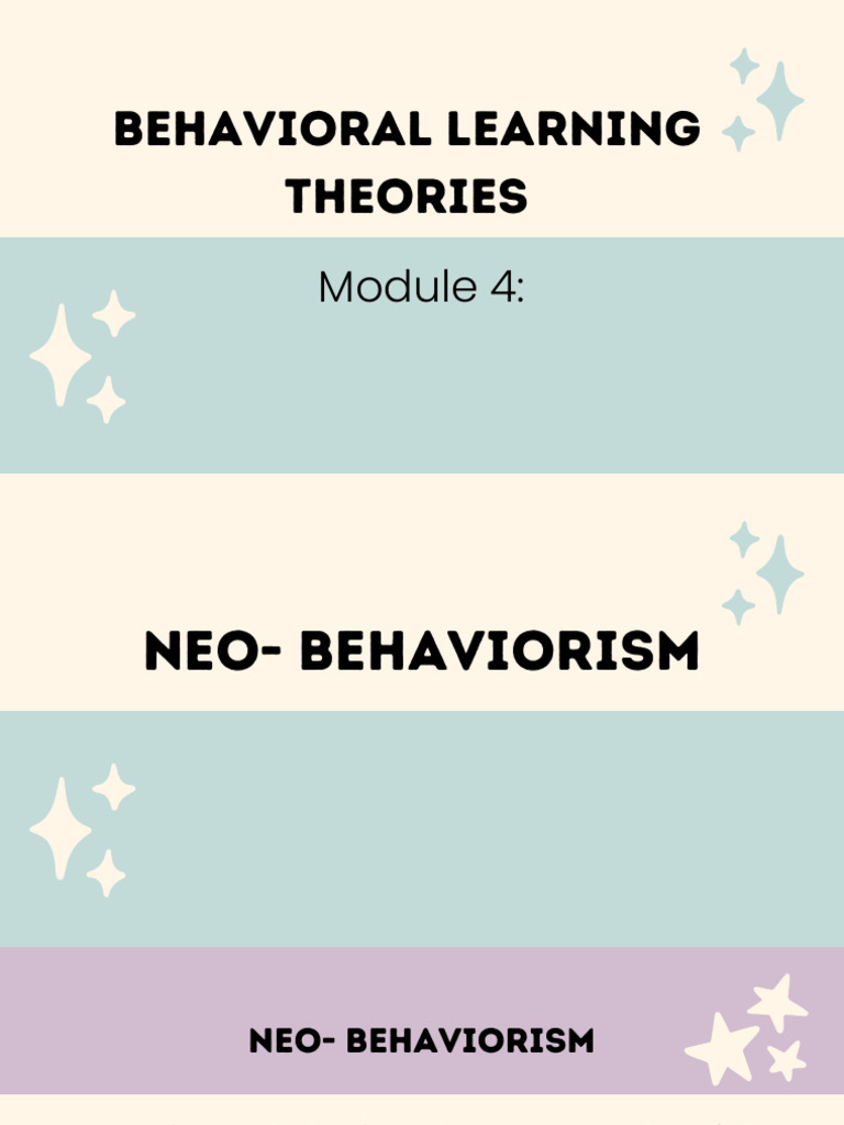 Neo-Behaviorism for Educators | PDF | Learning | Behaviorism
