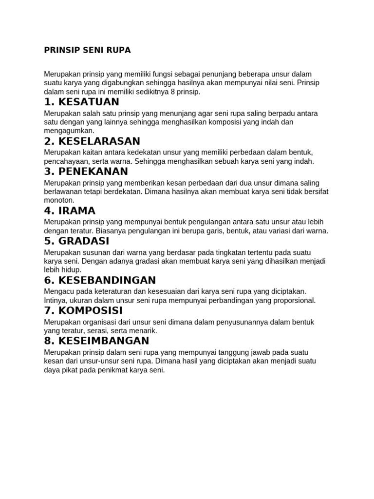 Prinsip & Fungsi Seni Rupa 4 | PDF