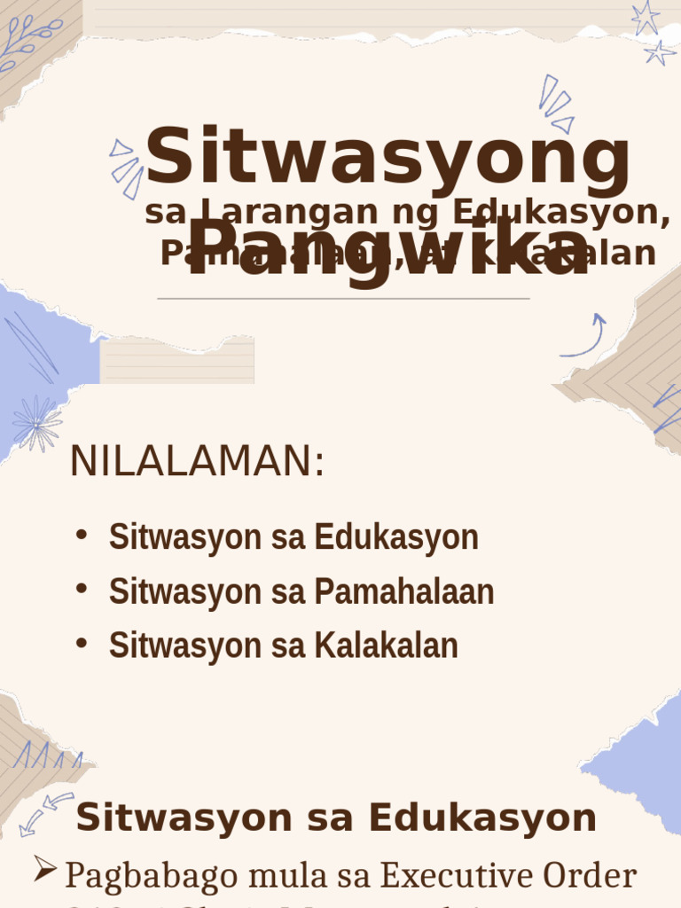 Sitwasyong Pangwika Sa Pamahalaan, Edukasyon, at Kalakalan | PDF
