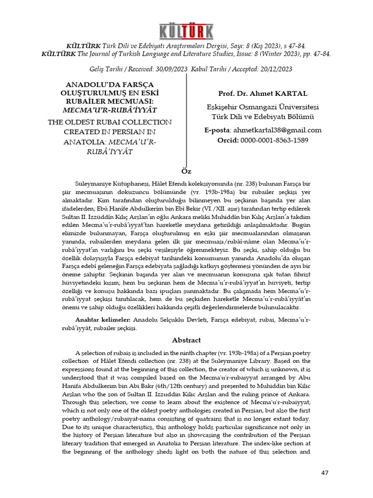 Anadolu Da Farsca Olusturulmus en Eski R | PDF