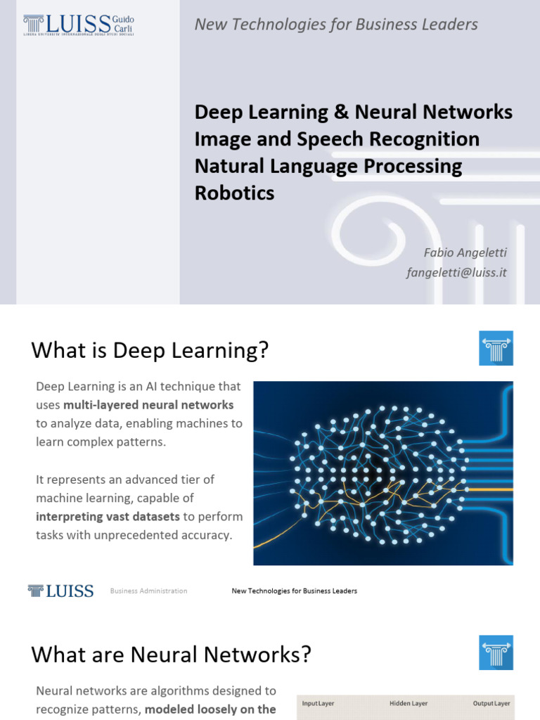 Lesson 03 - Deep Learning, NLP, Robotics | PDF | Deep Learning ...