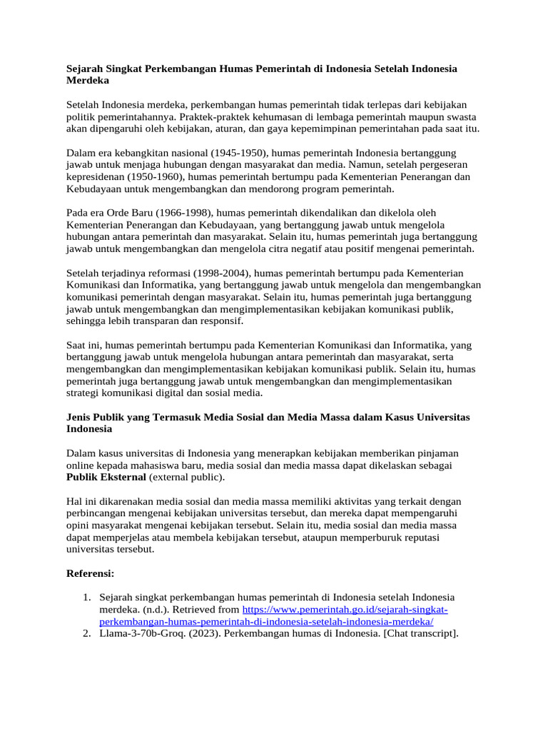 Sejarah Singkat Perkembangan Humas Pemerintah Di Indonesia Setelah ...