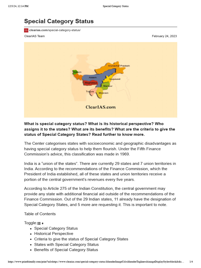 Special Category Status | PDF | Taxes | Economies