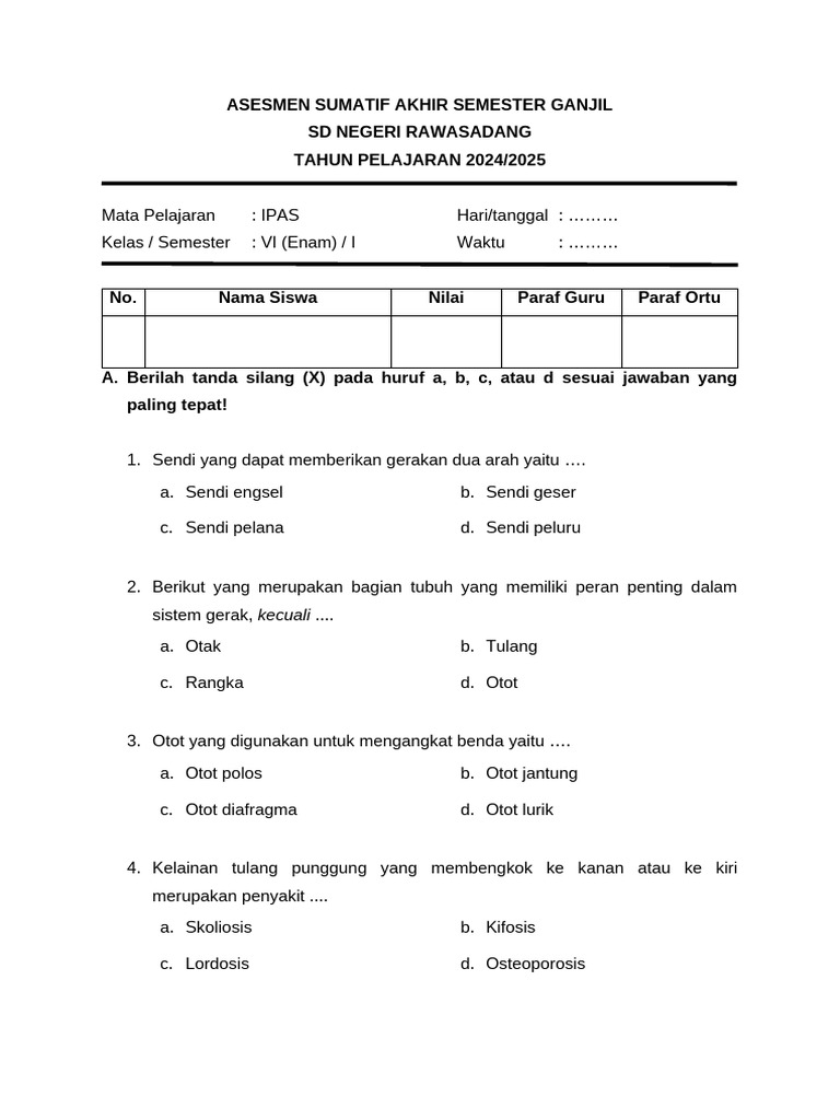 Soal Asas Ganjil IPAS Kelas 6 | PDF