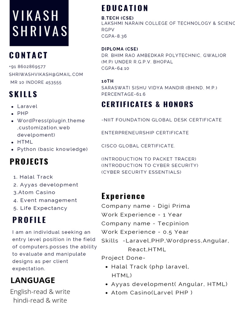 vikash shrivas resume | PDF