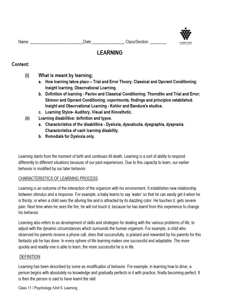 Learning Theories and Disabilities Overview | PDF | Classical Conditioning | Reinforcement