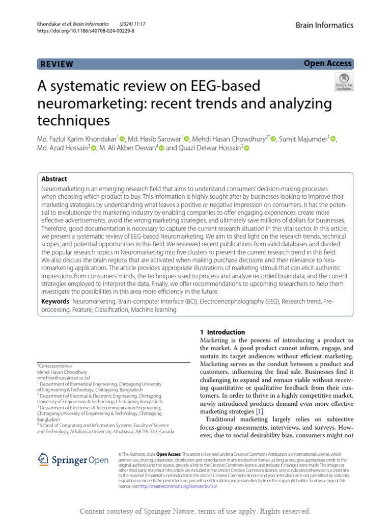 A Systematic Review on EEG-based Neuromarketing Re | PDF | Frontal Lobe | Electroencephalography