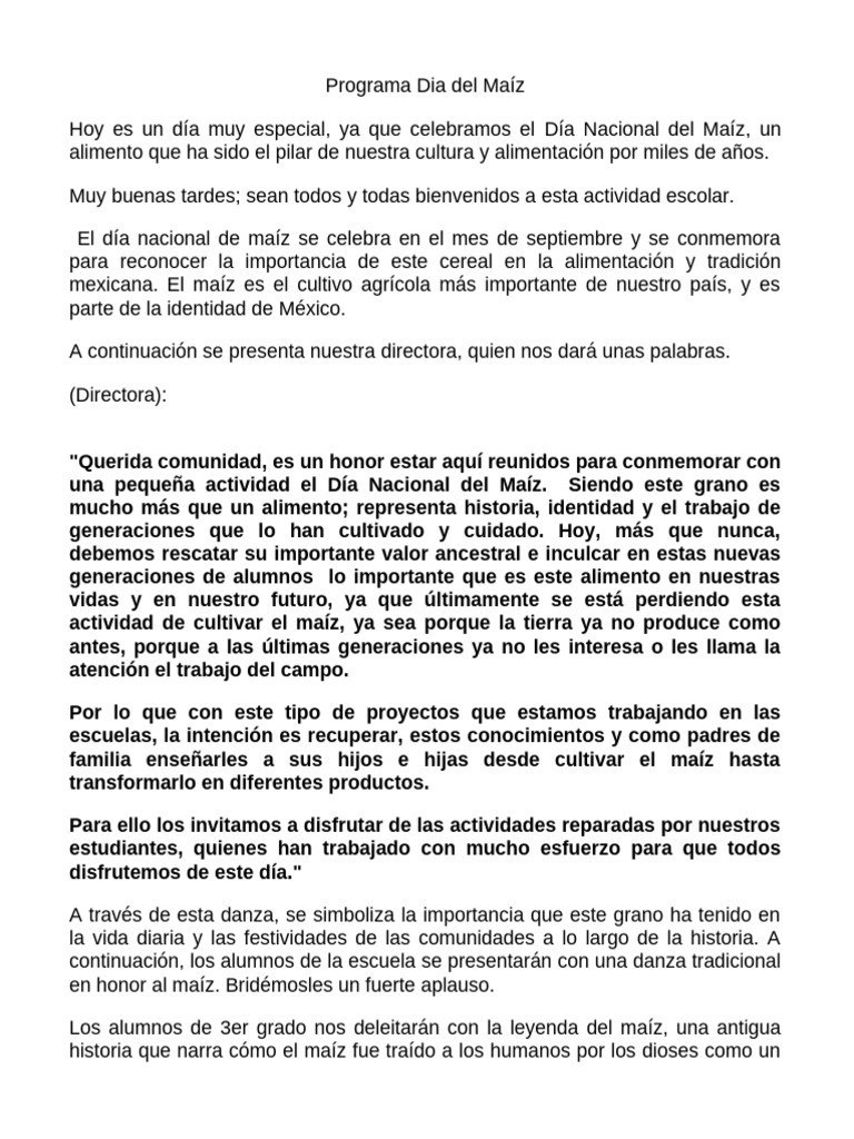 Programa Dia del Maízz | PDF | Maíz | México