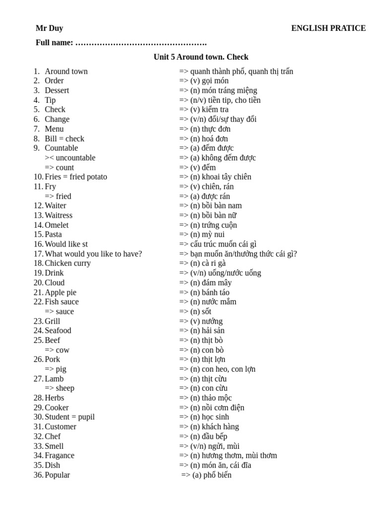 Unit 5 Around Town. Check | PDF