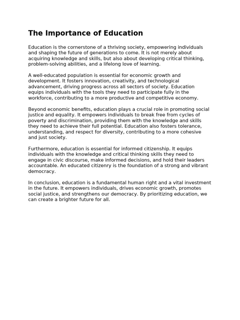 The Importance of Education | PDF