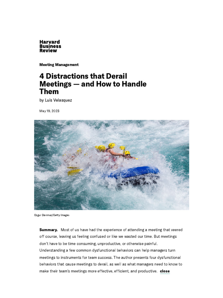 4 Distractions That Derail Meetings - and How To Handle Them - HBR ...