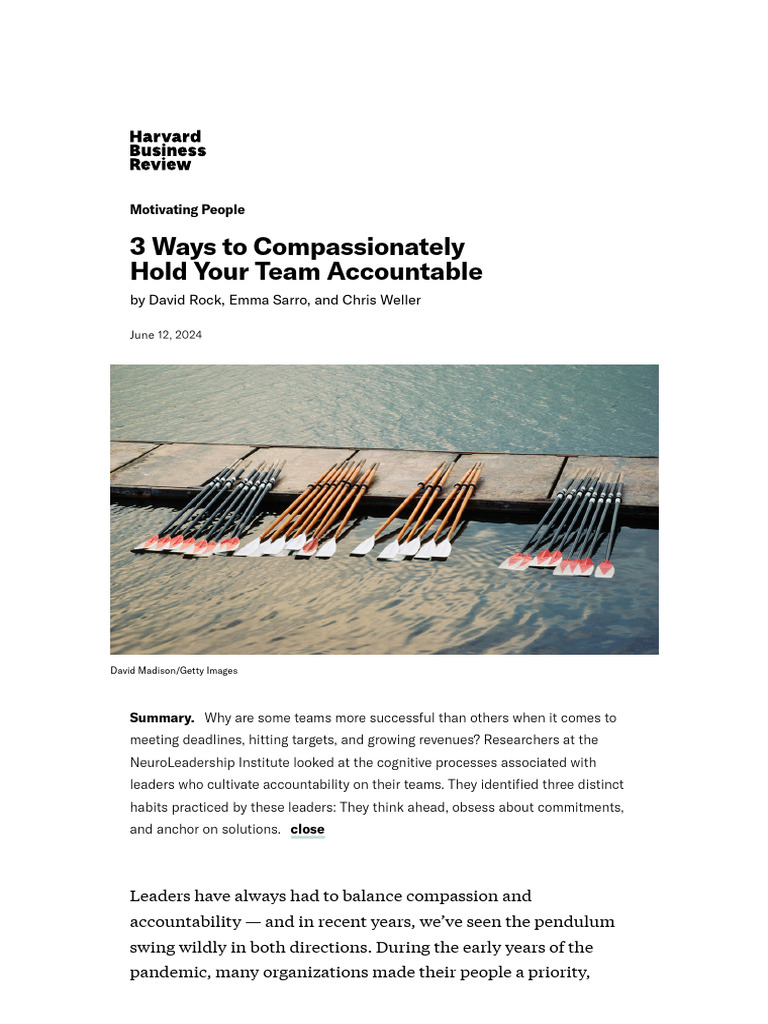 3 Ways to Compassionately Hold Your Team Accountable_HBR | PDF | Mindset | Accountability