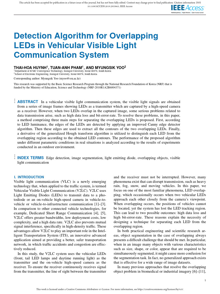 Detection Algorithm For Overlapping LEDs in Vehicu | PDF