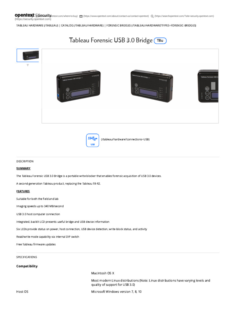 Tableau Forensic USB 3.0 Bridge Overview | PDF | Usb | Computing