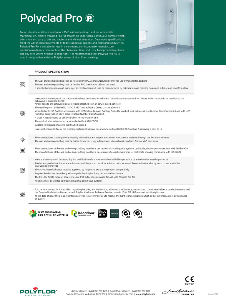 Polyclad Pro PU-Product-SPEC - Jul17 | PDF | Polyvinyl Chloride | Drywall