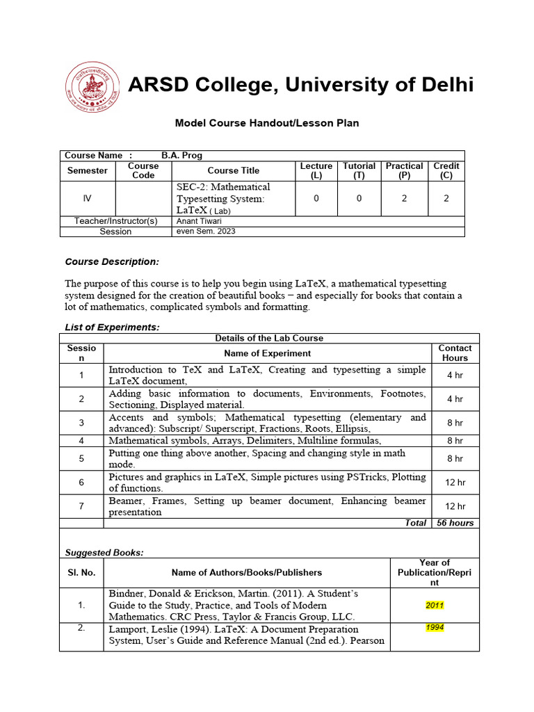 Mathematical Typesetting System LaTeX Practical | PDF | Text