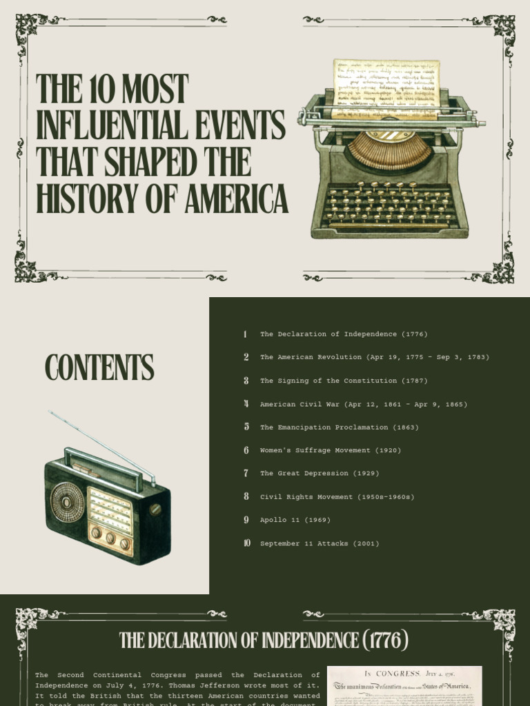 THE 10 MOST INFLUENTIAL EVENTS THAT SHAPED THE HISTORY OF AMERICA | PDF ...