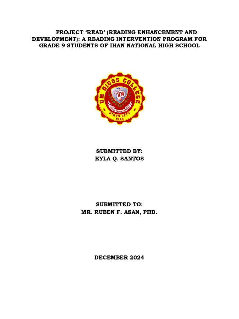 Intervention Plan | PDF | Reading Comprehension | Cognitive Science