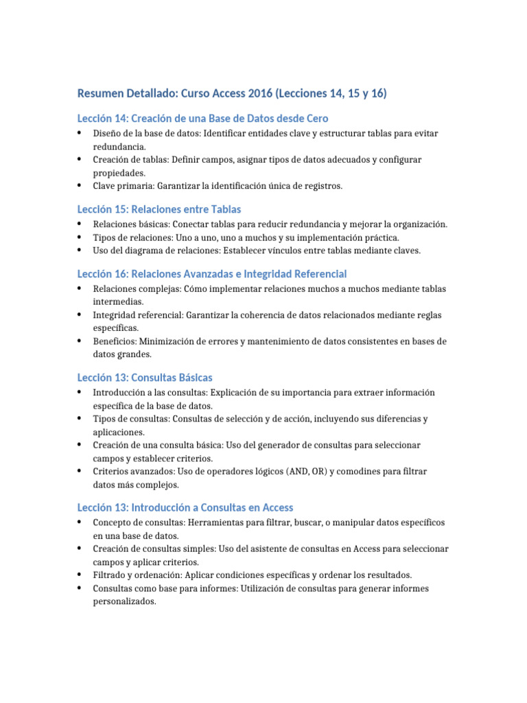 Curso Access Resumen Actualizado | PDF
