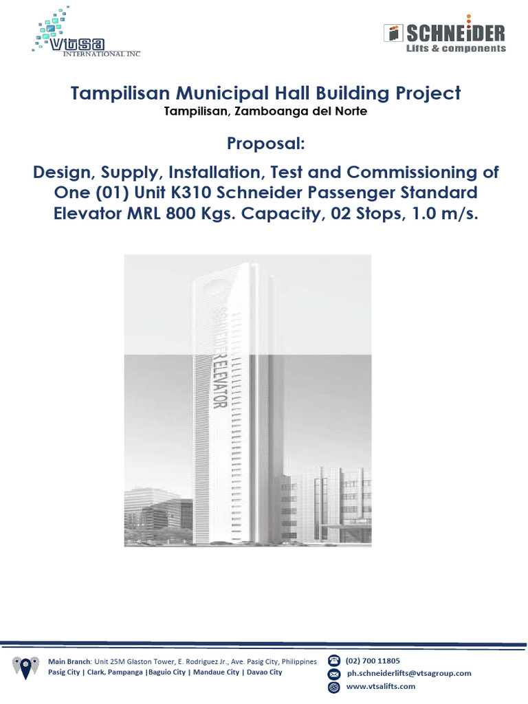 SCHNEIDER 800 Cap. Stops MRL VTSA00362 Tampilisan Municipal Hall ...