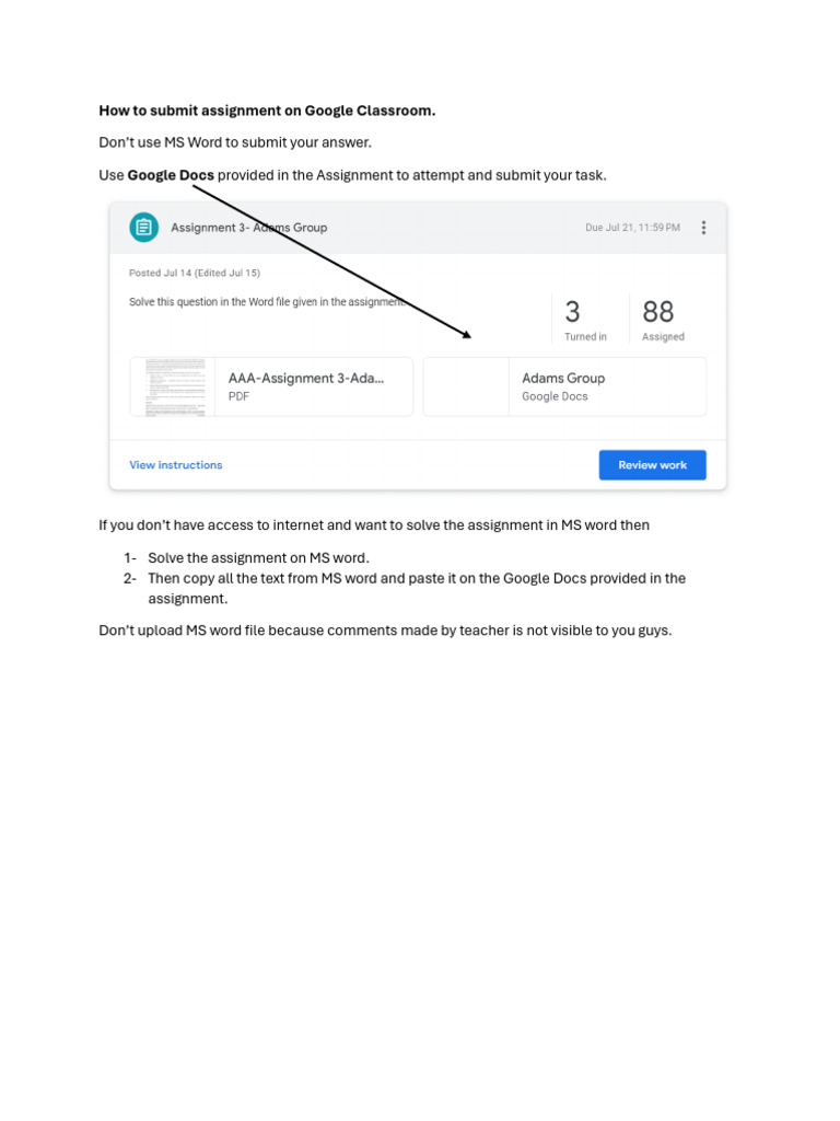 How To Submit Assignment On Google Classroom | PDF