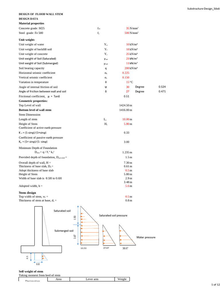 Canteliver Retaining Wall (LW5) | PDF | Physical Quantities | Applied And Interdisciplinary Physics